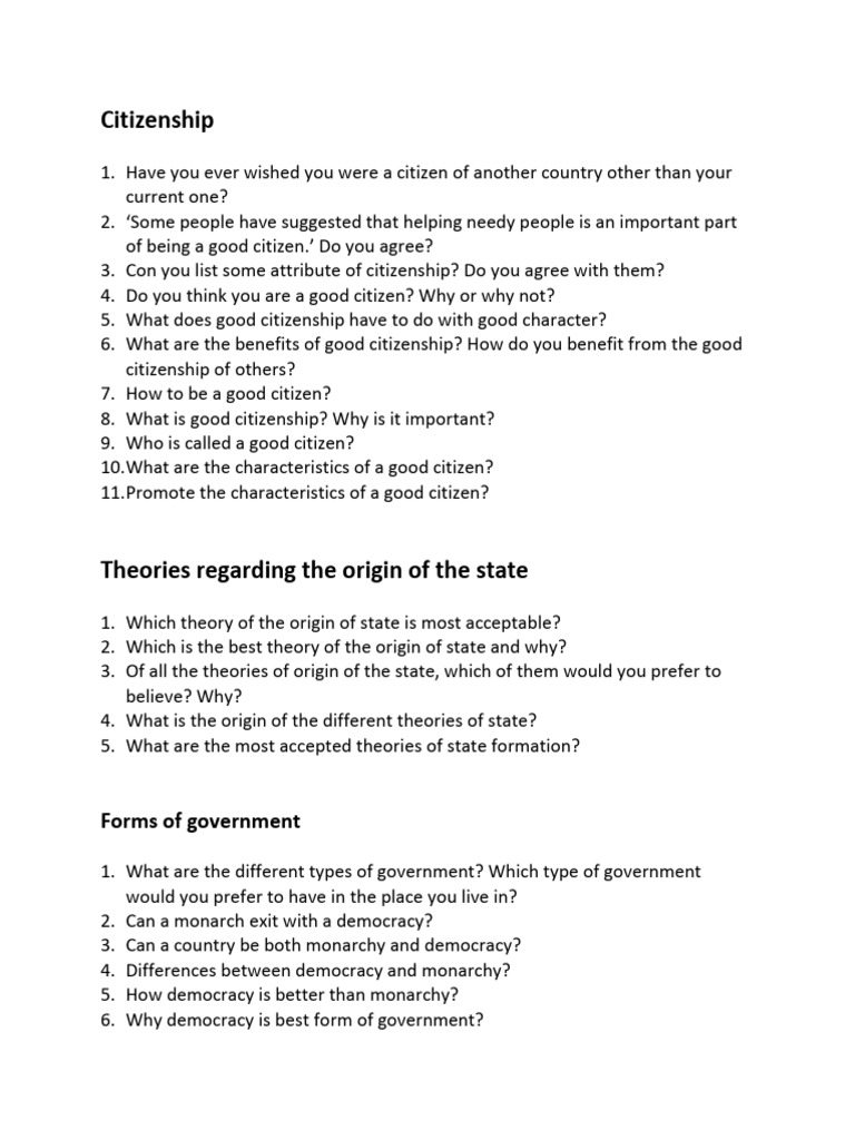 Understanding Citizenship and Government Forms | PDF