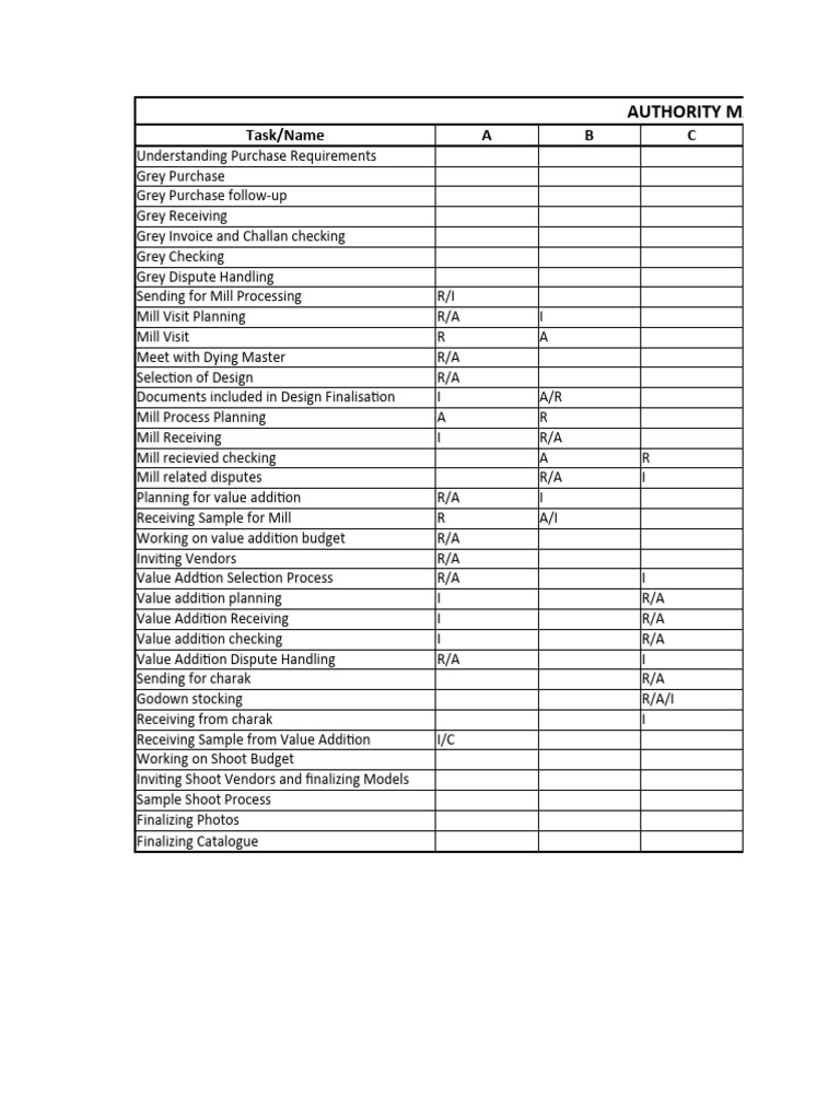 Authority Matrix - Process | PDF