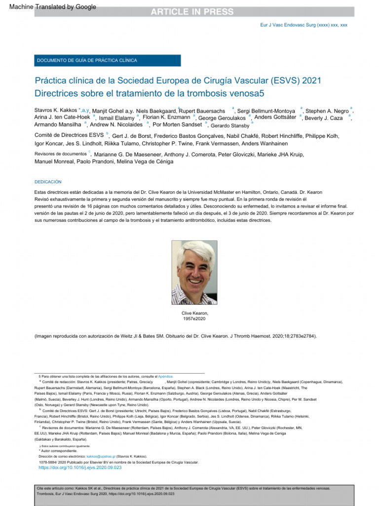 Directrices ESVS 2021 para Trombosis Venosa | PDF | Enfermedades y ...