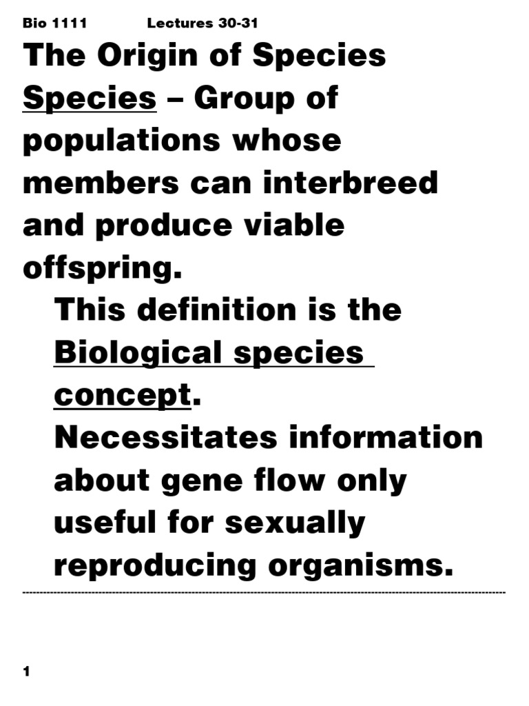 Lectures 30 To 31 - The Origin of Species | PDF | Species | Hybrid ...
