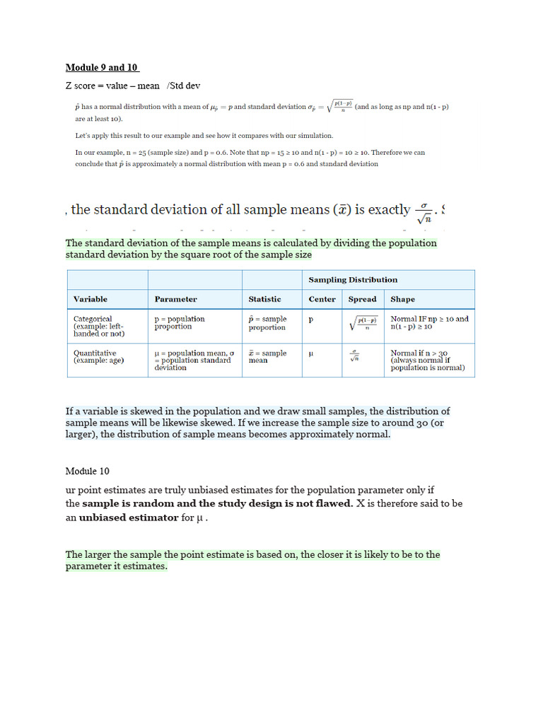 Module 9 and 10 | PDF | Sample Size Determination | P Value