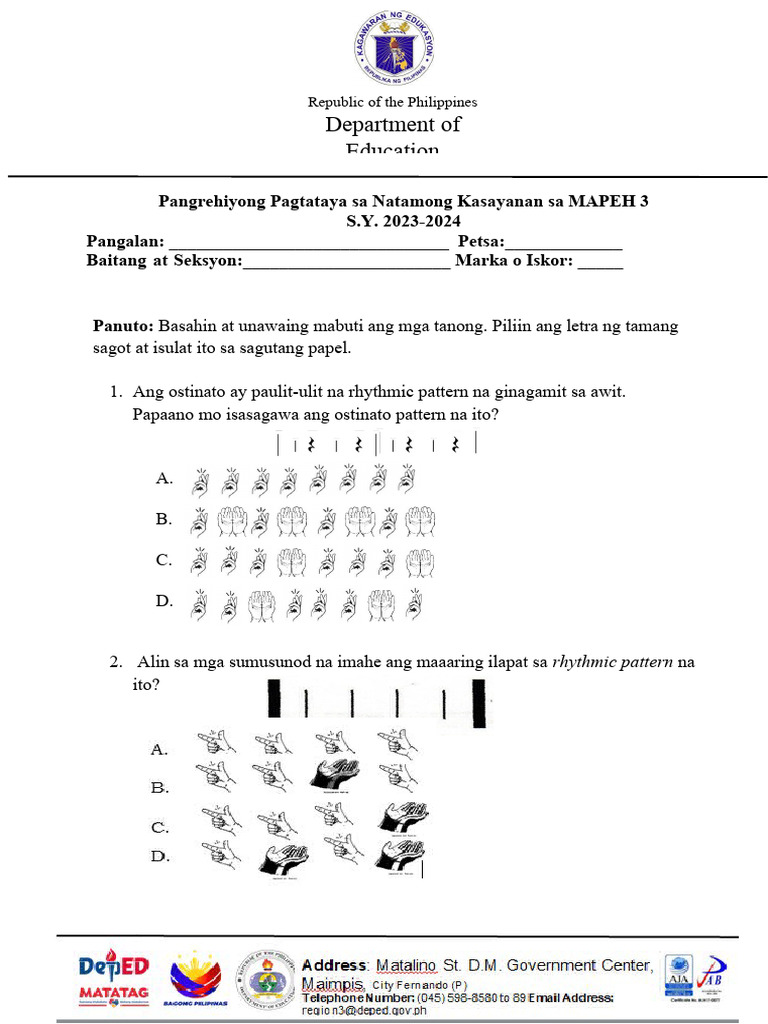Mapeh 3 Rat | PDF