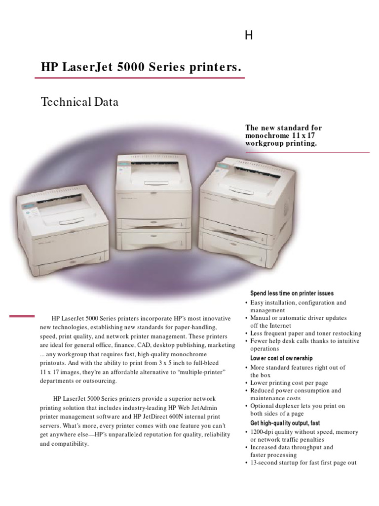 HP LaserJet 5000 Series Overview | PDF | Printer (Computing ...
