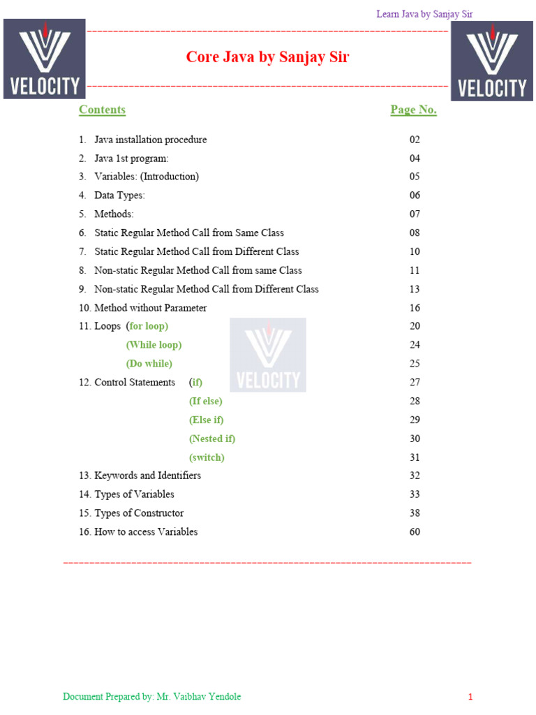 Learn Core Java Basics with Sanjay | PDF | Programming | Constructor ...