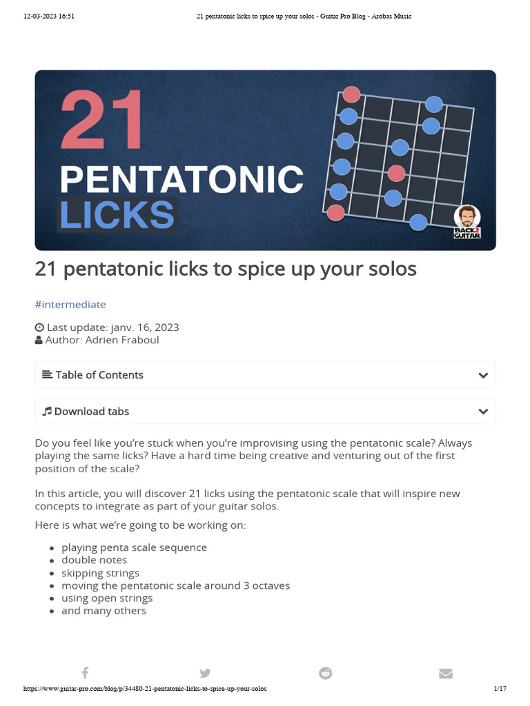 21 Pentatonic Licks To Spice Up Your Solos - Guitar Pro Blog - Arobas ...