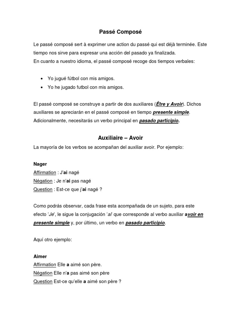 Passé Composé Et Imparfait | PDF | Verbo | Idioma francés