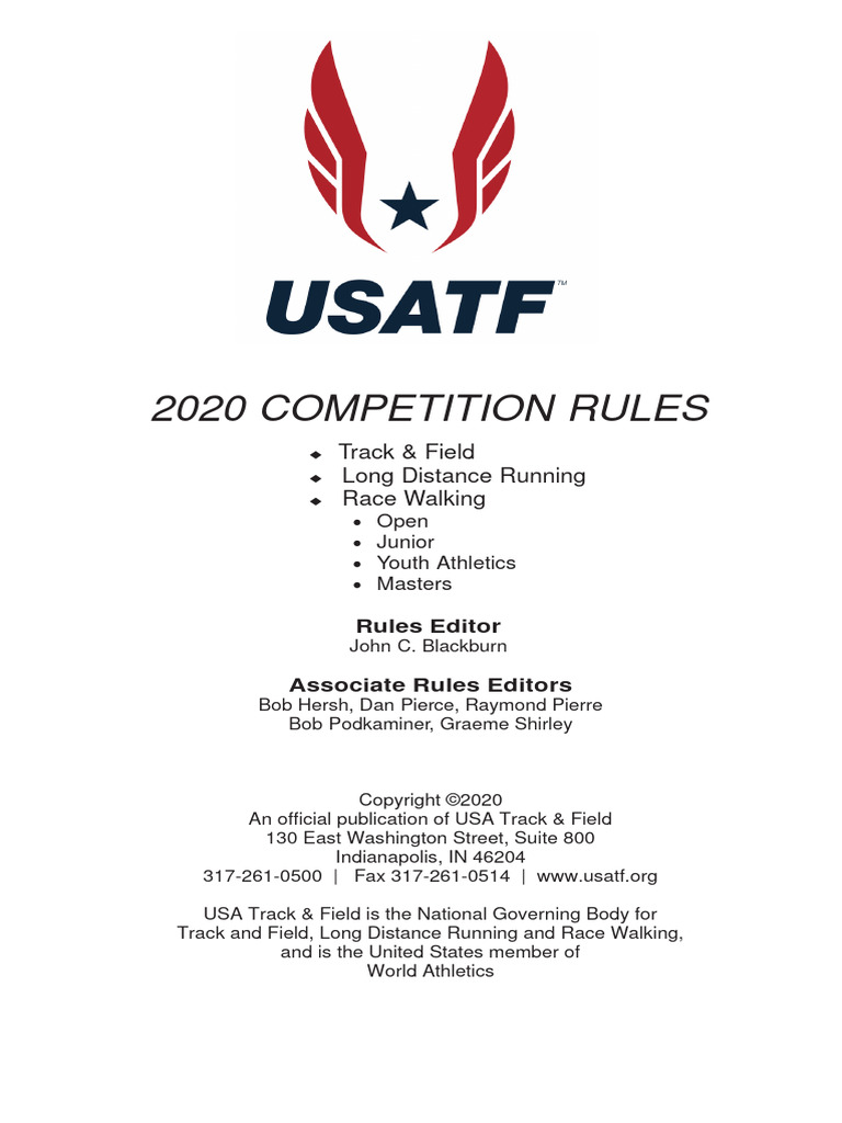 USATF Competition Rules 2020 | PDF | Track And Field | Athletics
