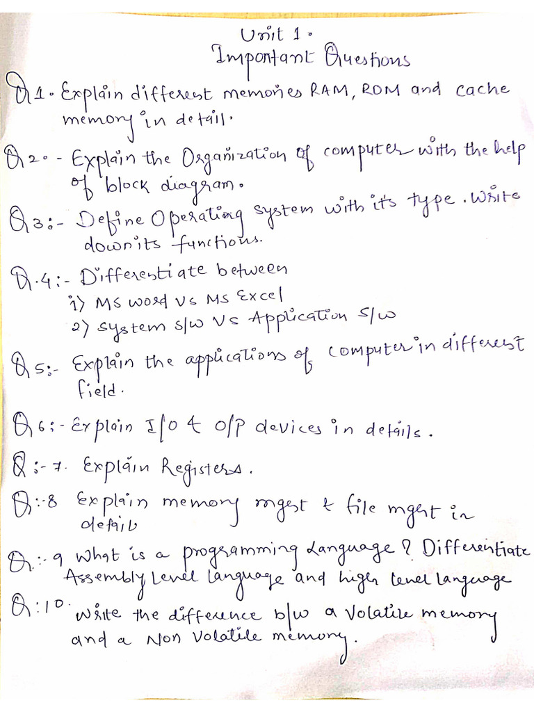 BT-205 Important Questions | PDF
