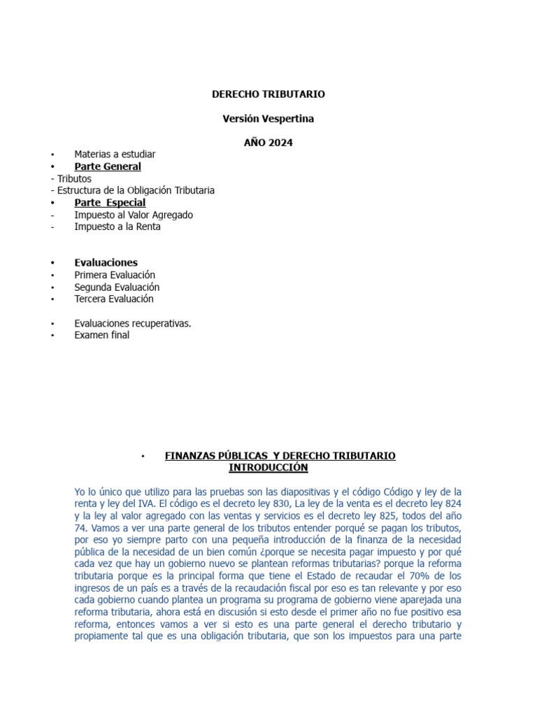 Finanzas Publicas y Derecho Tributario PPT 1 Word | PDF | Estatuto de limitaciones | Impuestos
