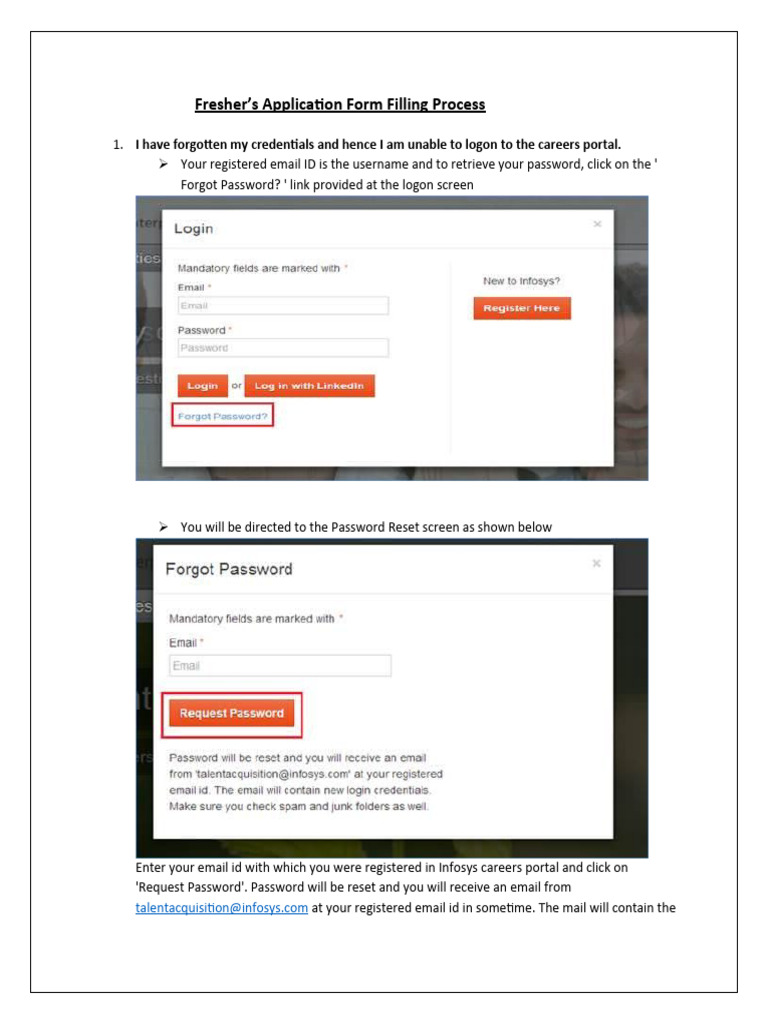 Fresher's Application Form Filling Process | PDF | Login | Password