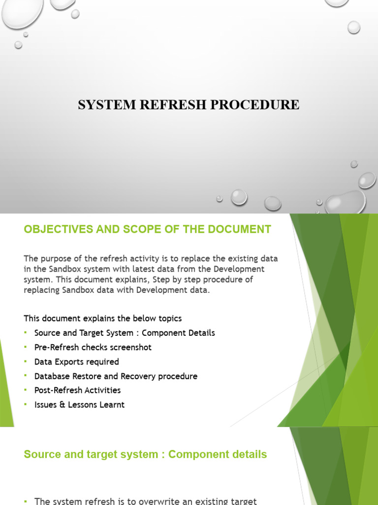 System Refresh Procedure | PDF | Databases | Information Technology