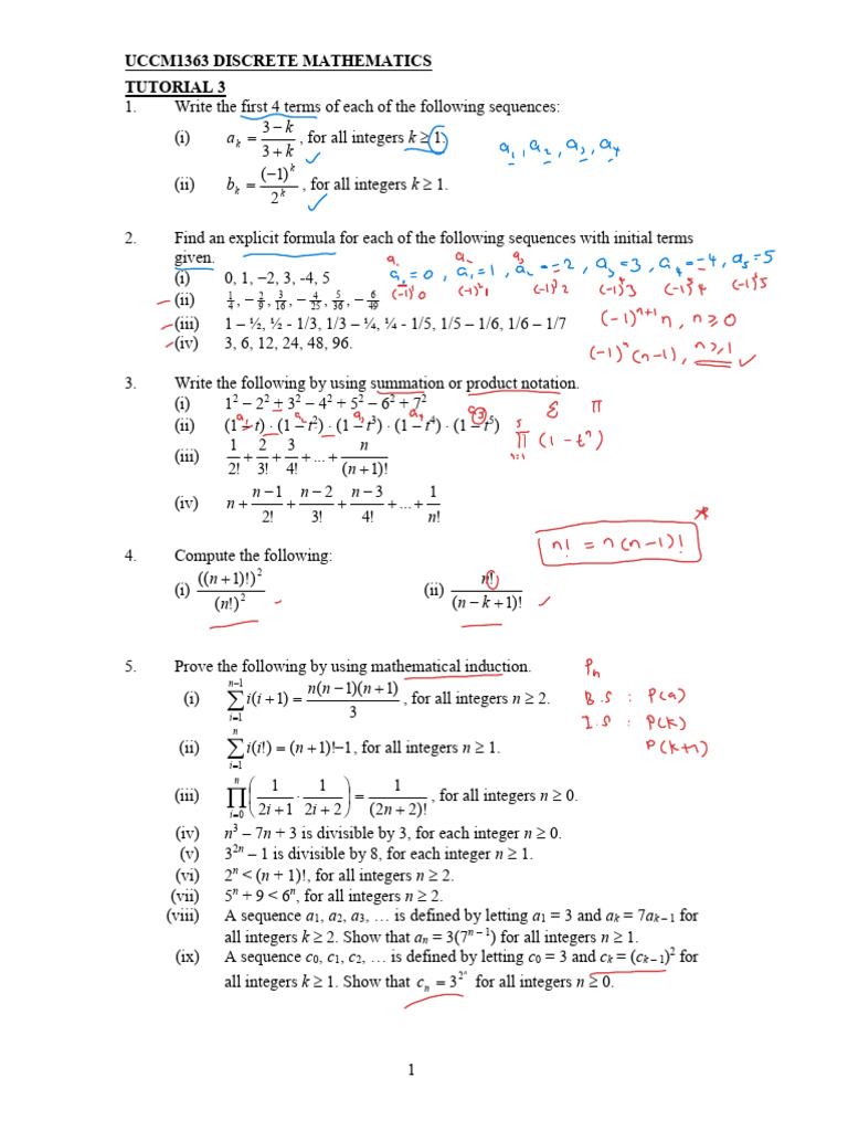Tutorial 3 (With Answers) | PDF | Recurrence Relation | Sequence