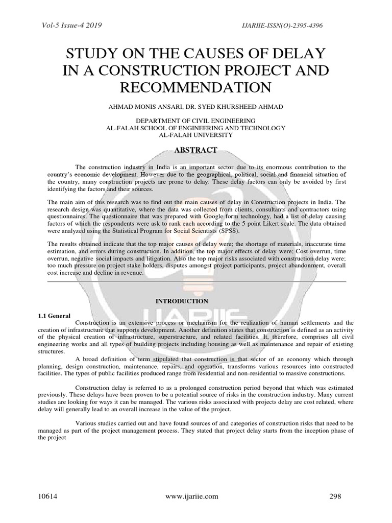 Causes of Construction Project Delays | PDF | Risk | Questionnaire