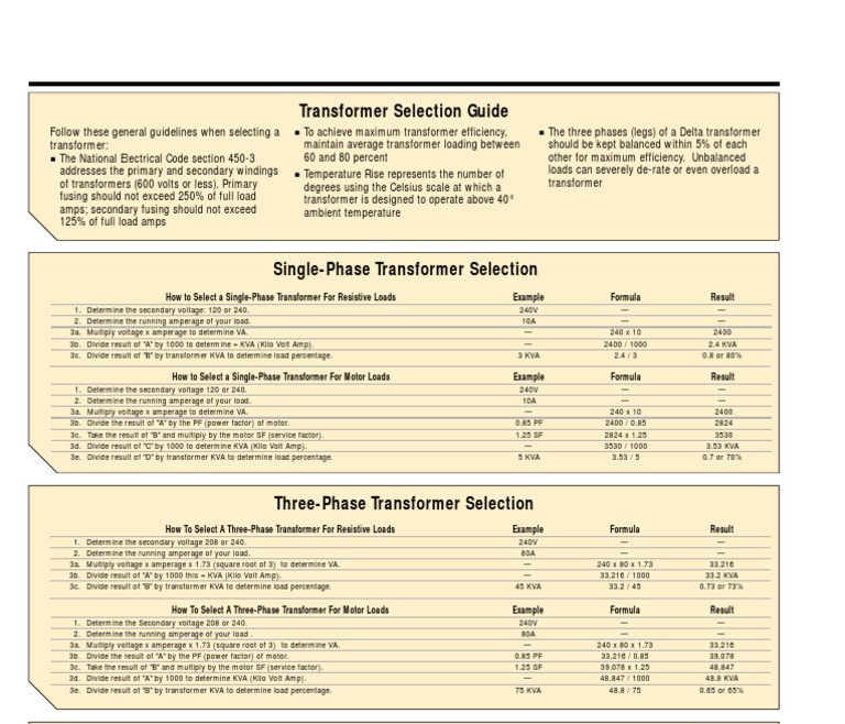 Transformer Selection Guide | PDF | Transformer | Mains Electricity