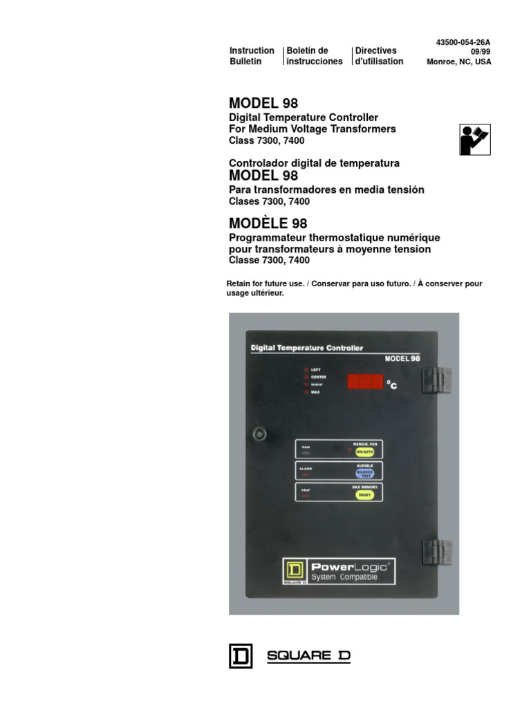 MODEL 98 Digital Temperature Controller For Medium Voltage Transformers ...