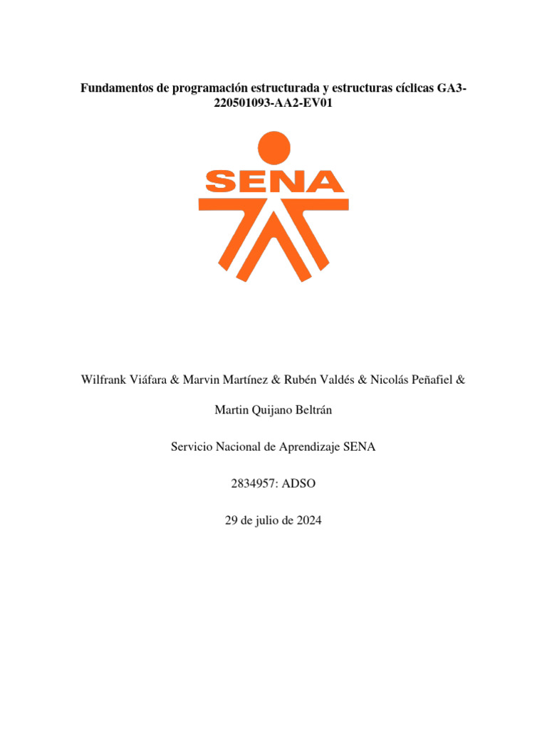 Fundamentos De Programación Estructurada Y Estructuras Cíclicas Ga3 220501093 Aa2 Ev01 Pdf