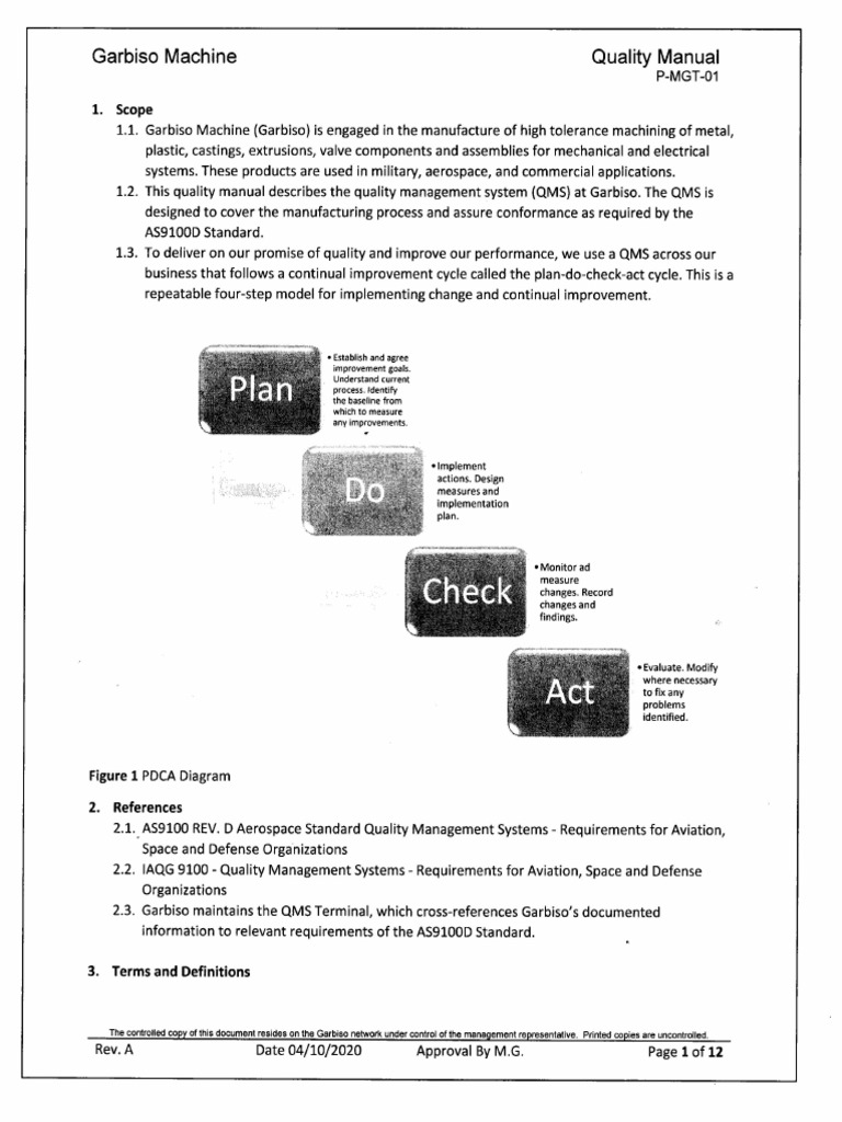 Garbiso Machine Quality Manual | PDF
