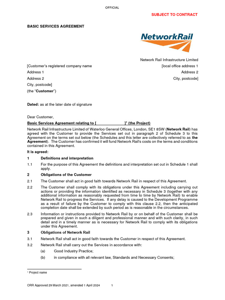 Basic Services Agreement Template | PDF | Legal Liability | Breach Of ...