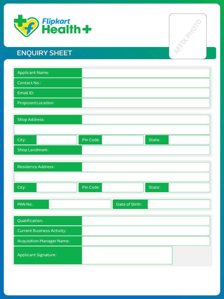 Flipkart Health+ Seller Enquiry Form | PDF