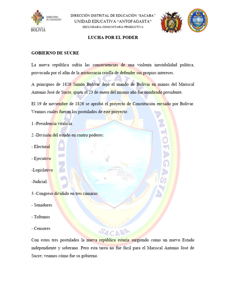 Historia política de Bolivia (1826-1863) | PDF | América del Sur | Perú