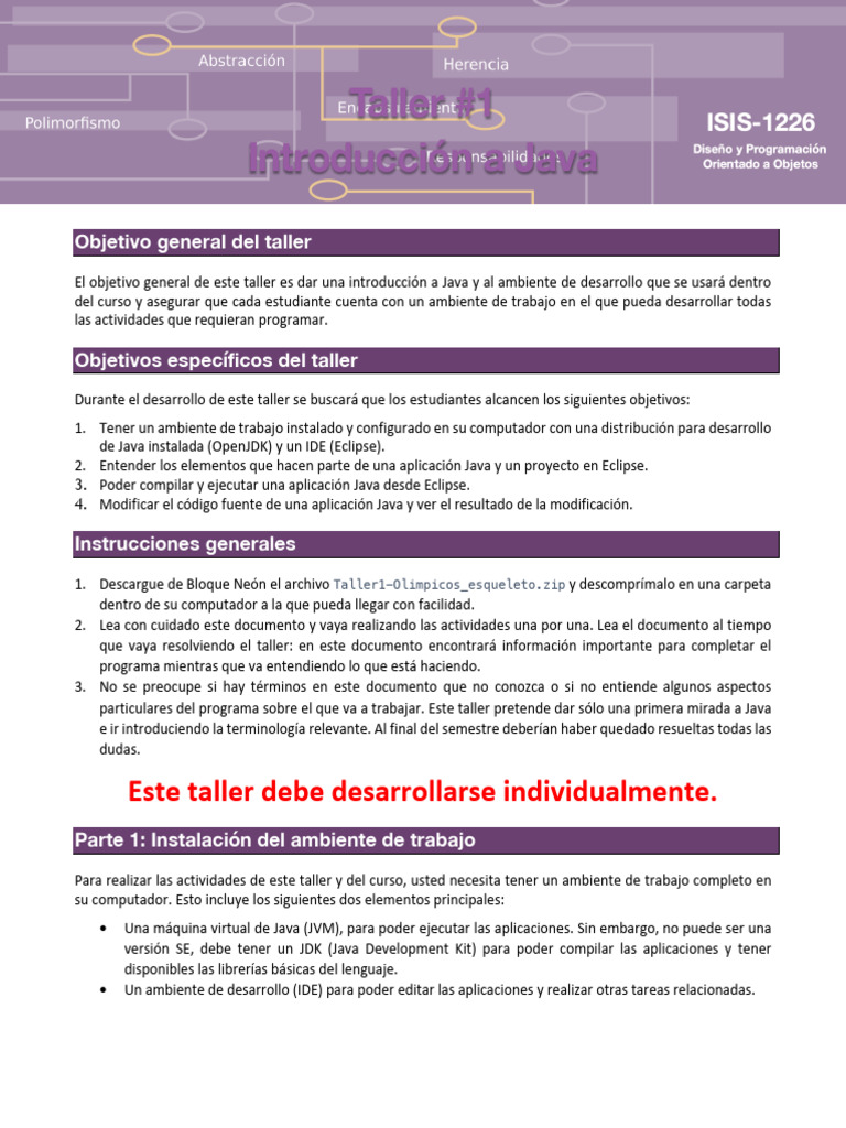 Taller 1 - Olimpicos | PDF | Java (lenguaje de programación) | Archivo de computadora