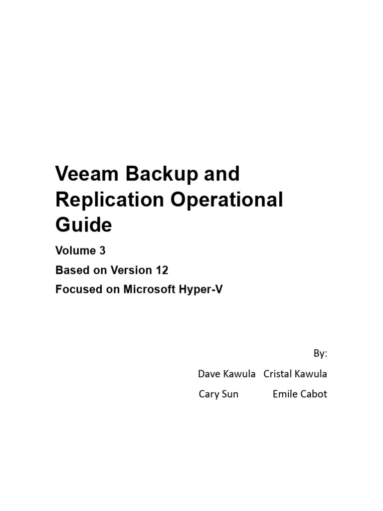 Veeam Backup And Replication Operations Guide Volume 3 Pdf Port Computer Networking
