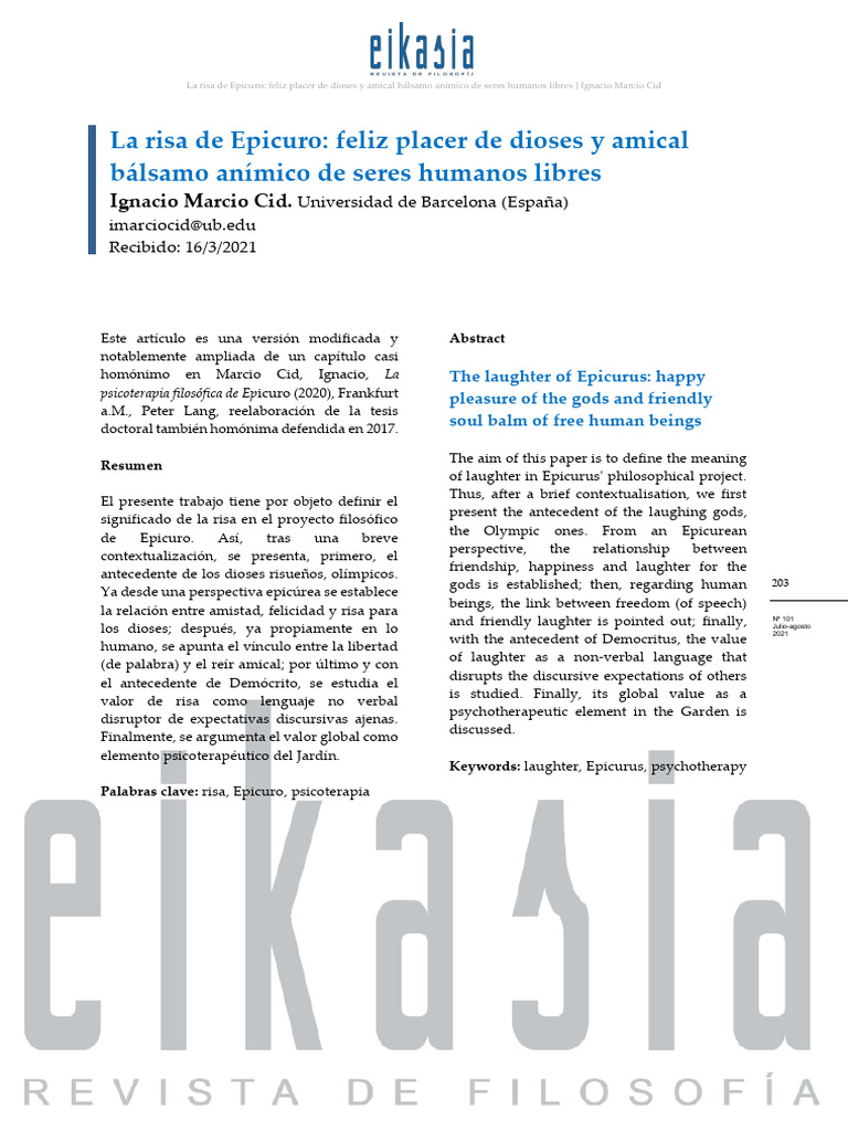 Epicuro | PDF | La risa | Culpa (emoción)