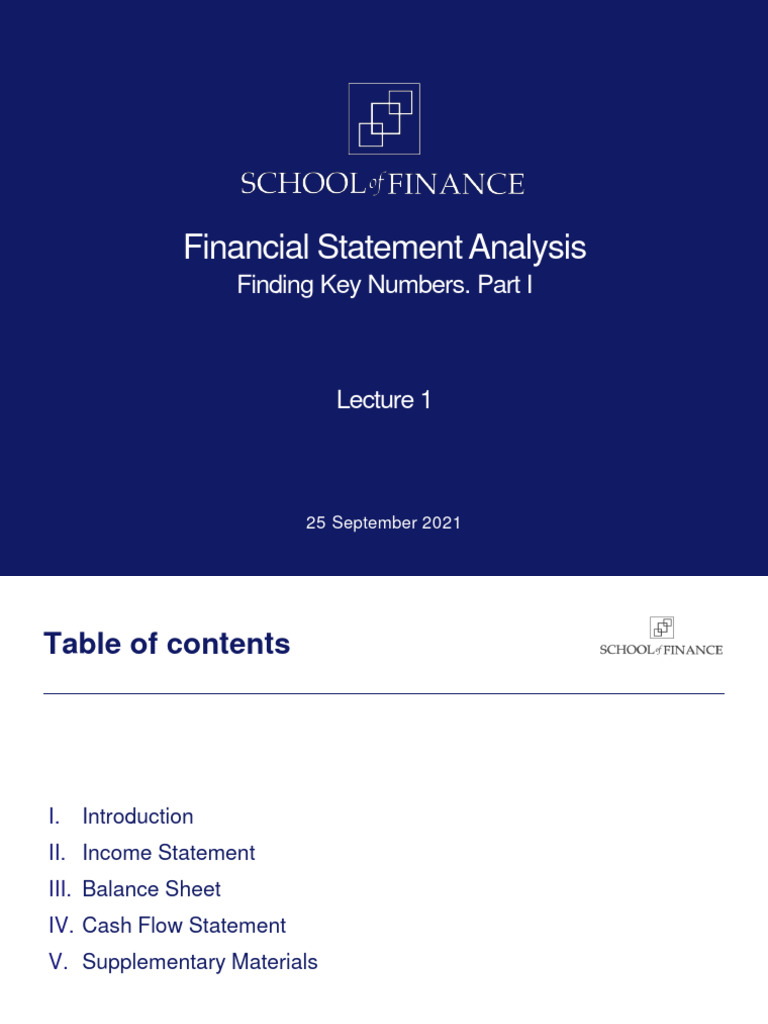 01 SoF Lecture 1 - Financial Statement Analysis | PDF | Expense | Income Statement
