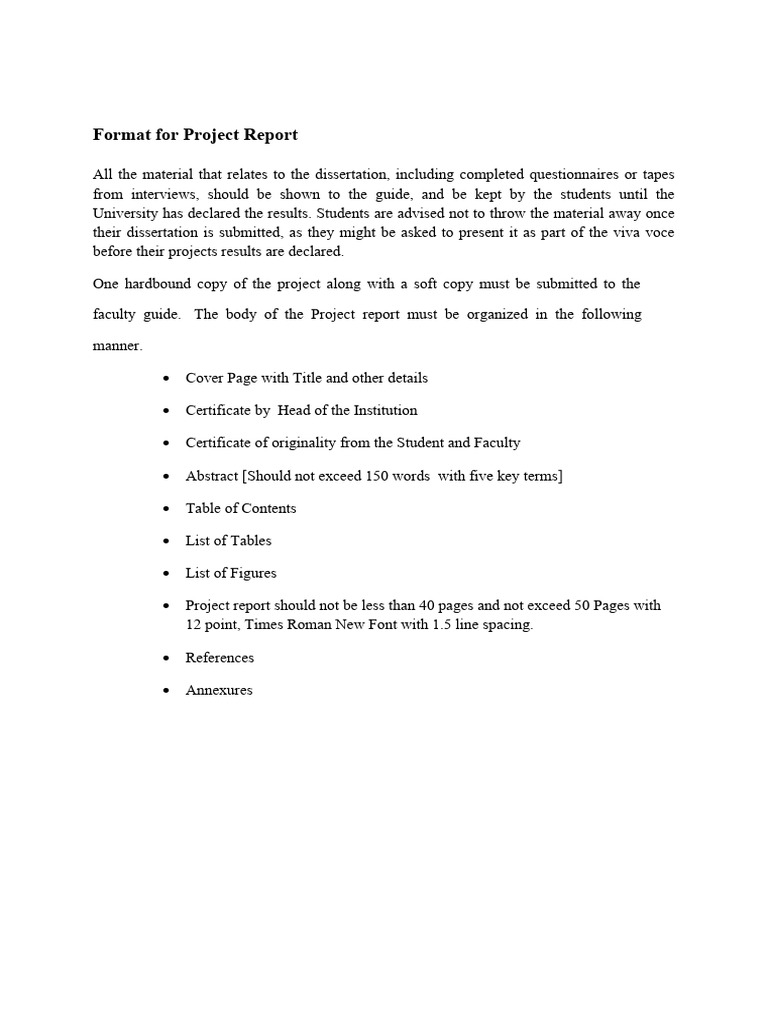 Format of Dissertation Report (IV Semester) | PDF | Thesis | Science