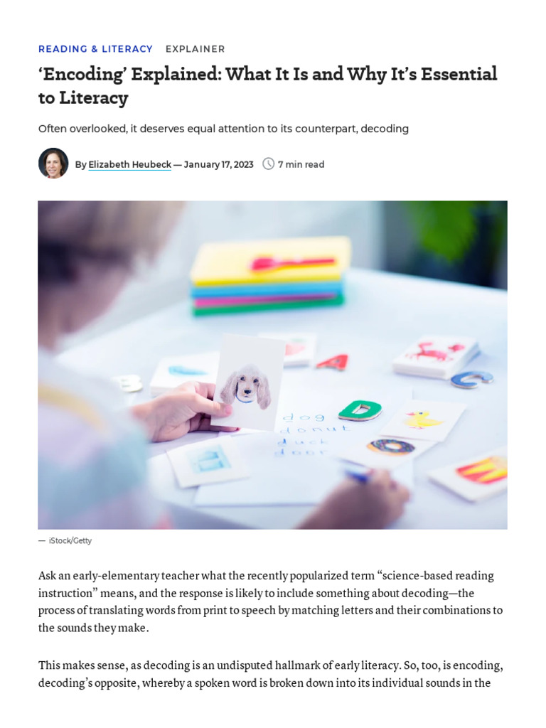 'Encoding' Explained - What It Is and Why It's Essential To Literacy ...