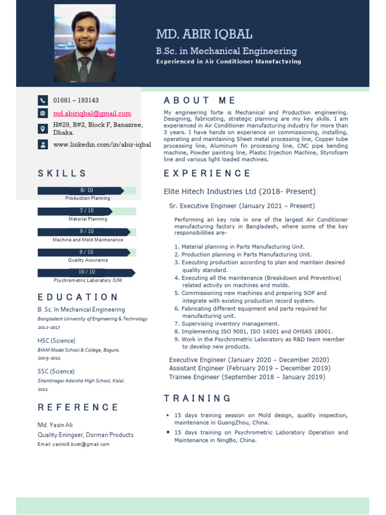 Resume of Abir Iqbal | PDF | Business Process | Production And Manufacturing