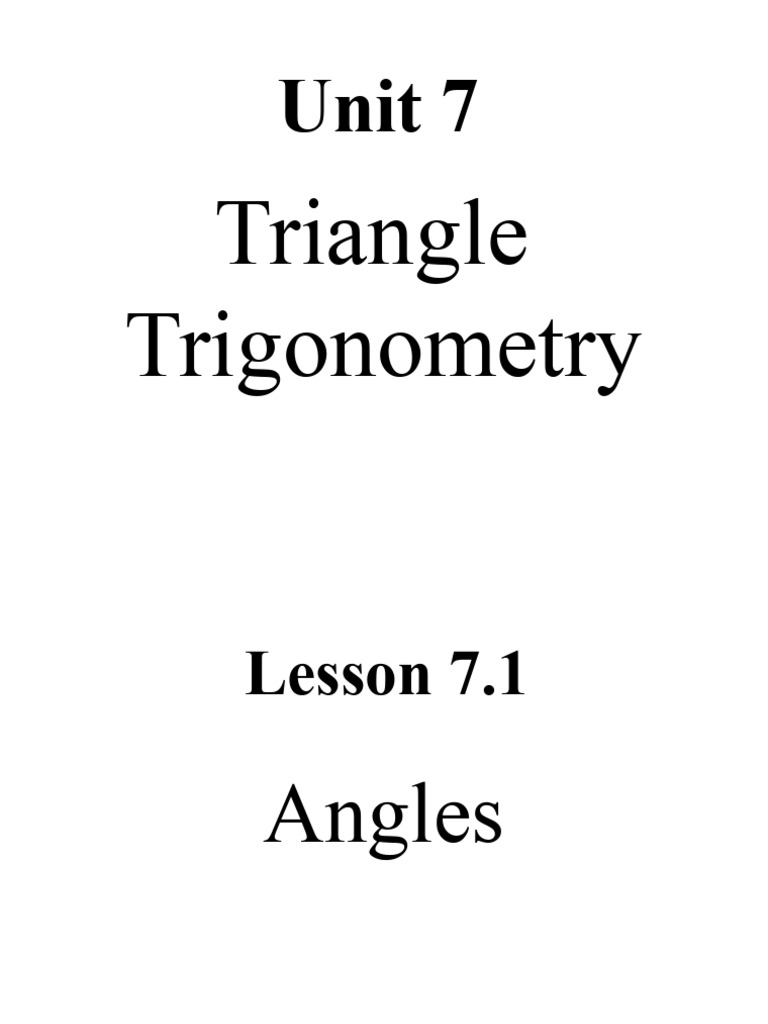 Unit 7 Right Triangle Trigonometry Partial | PDF | Trigonometric ...