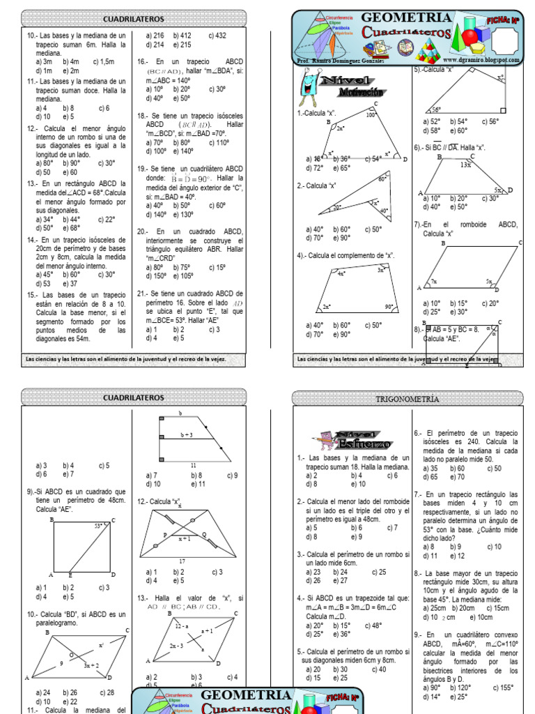 CUADRILATEROS I y II | PDF | Rectángulo | Geometria clasica