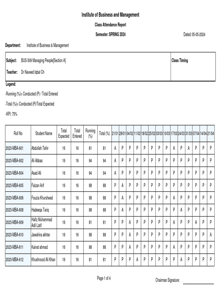 Section Attendance Report | PDF