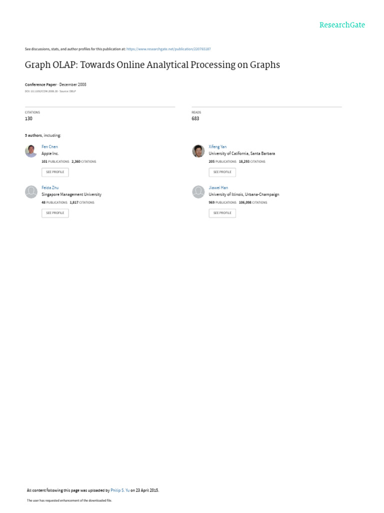 Graph OLAP Towards Online Analytical Processing On | PDF | Computing | Computer Science