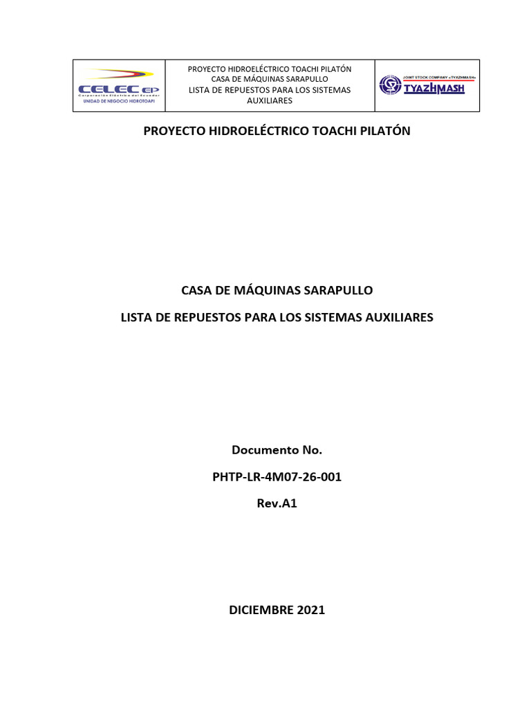 PHTP-LR-4M07-26-001 Ra1 | PDF | Acero | Tornillo