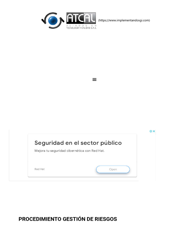 Procedimiento Gestión de Riesgos - Implementando Sgi | PDF | Riesgo | Evaluación