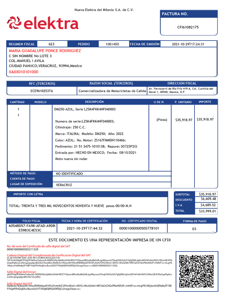 Factura Moto 12 | PDF