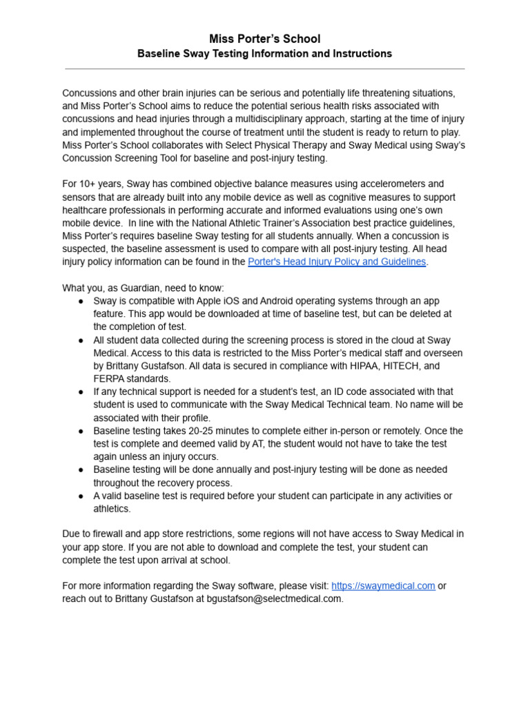 Baseline Sway Testing Information and Instructions | PDF | Mobile App ...