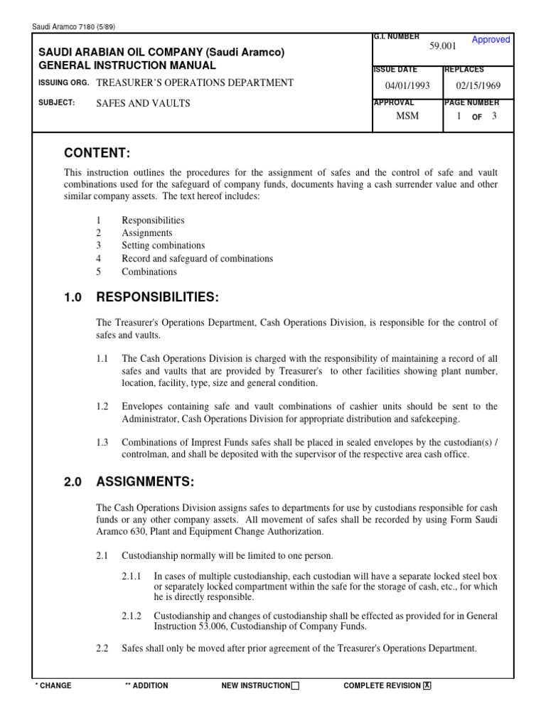 Content:: Saudi Arabian Oil Company (Saudi Aramco) General Instruction ...