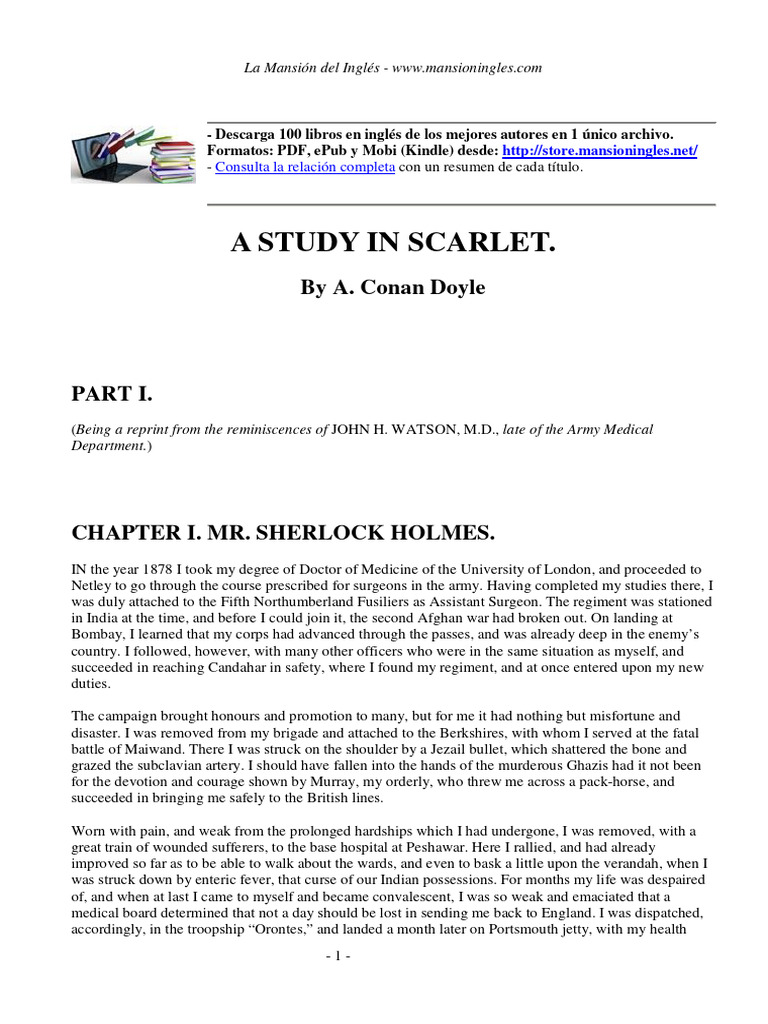 A Study in Scarlet - Arthur Conan Doyle | PDF | C. Auguste Dupin | A ...