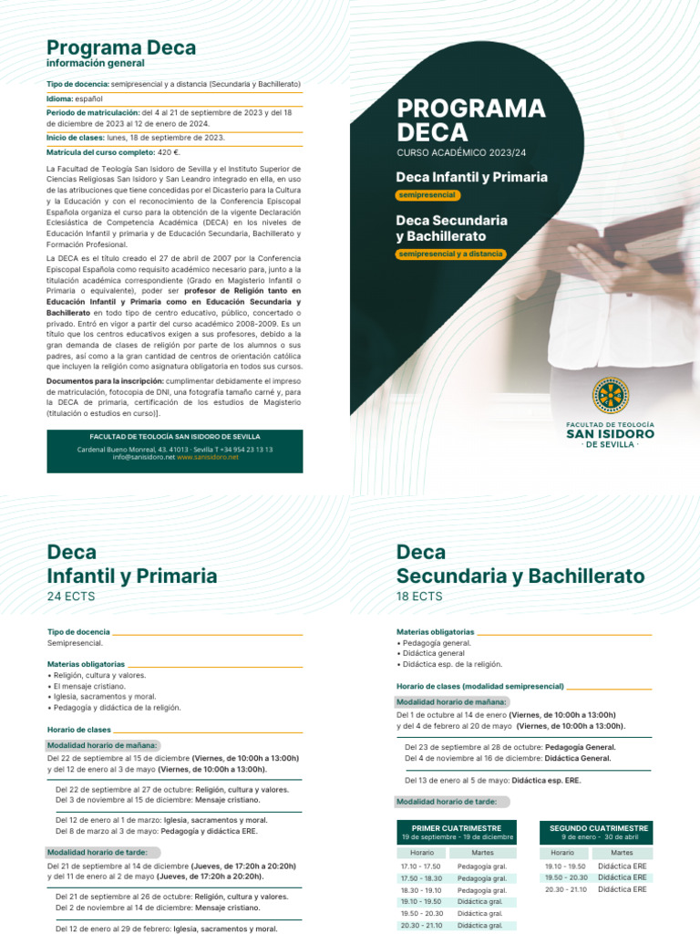 Diptico Programa Deca 23 24 1 | PDF | Educación Secundaria | Educación primaria