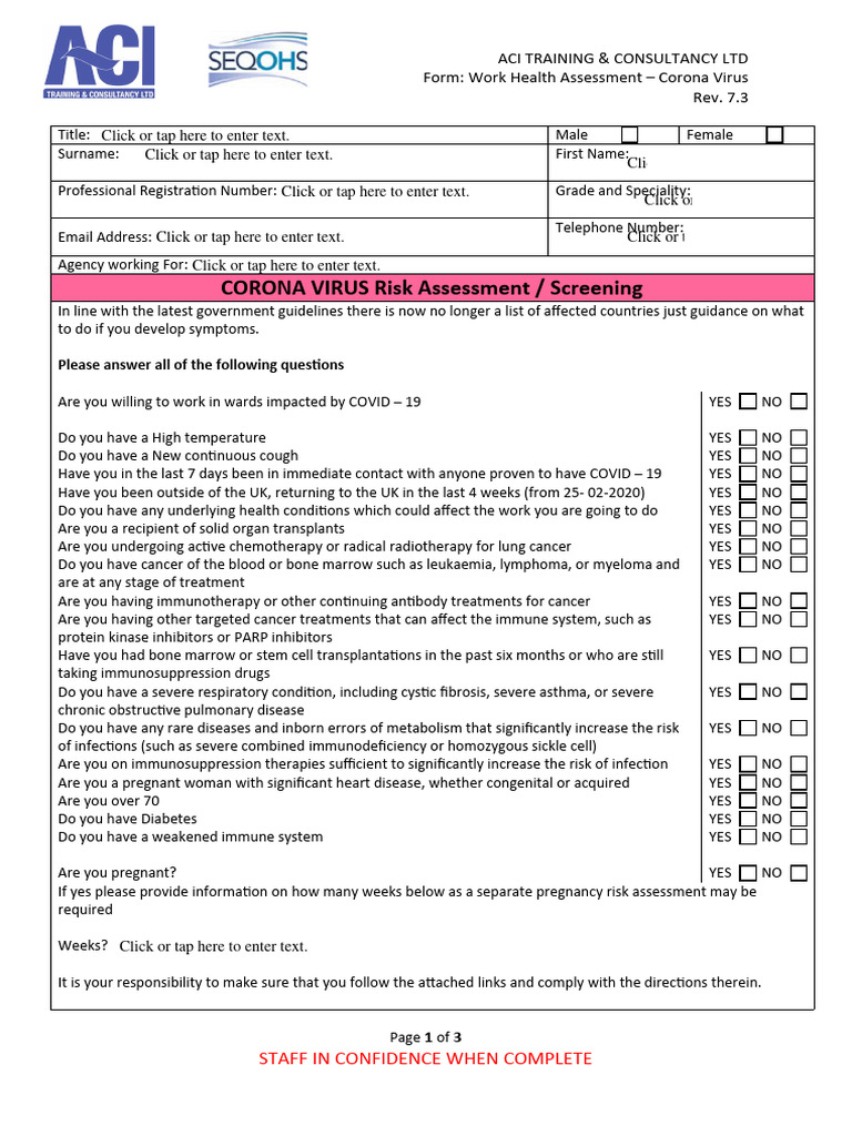 Corona Form Version 7.3 | PDF | Immunodeficiency | Cancer