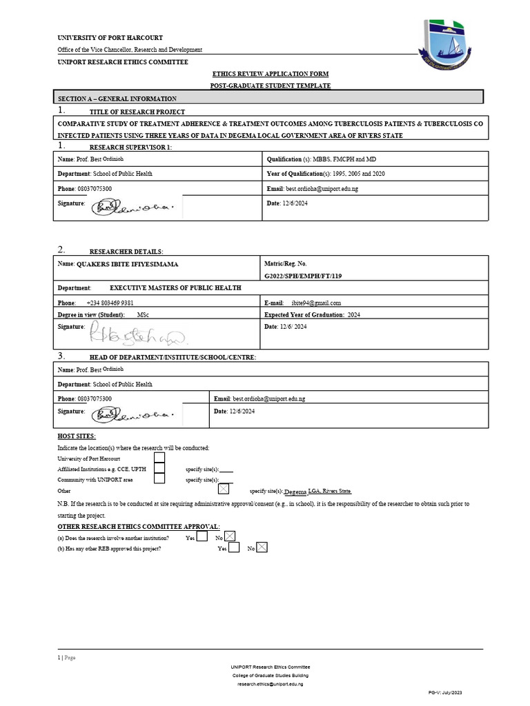 Ethics Application Pdf Tuberculosis Public Health