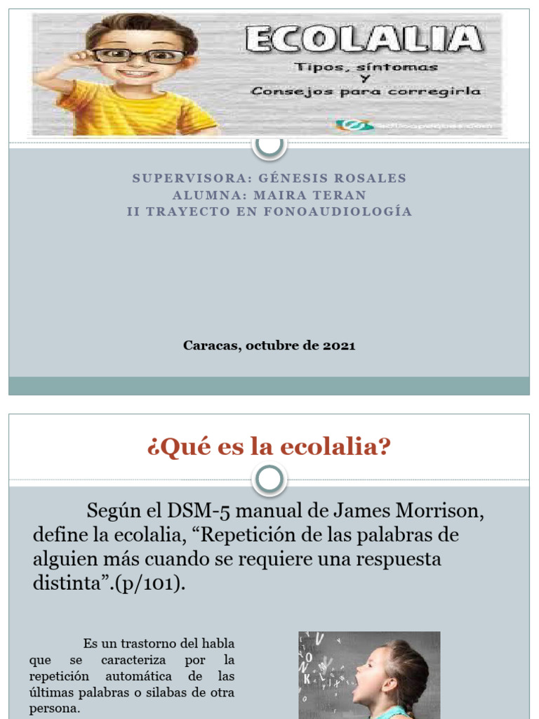 Ecolalia | PDF | Ciencias del comportamiento | Enfermedades y trastornos