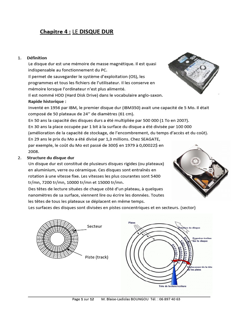 Cours Disque Dur Asmt 2023-2024 | PDF | Disque dur | USB