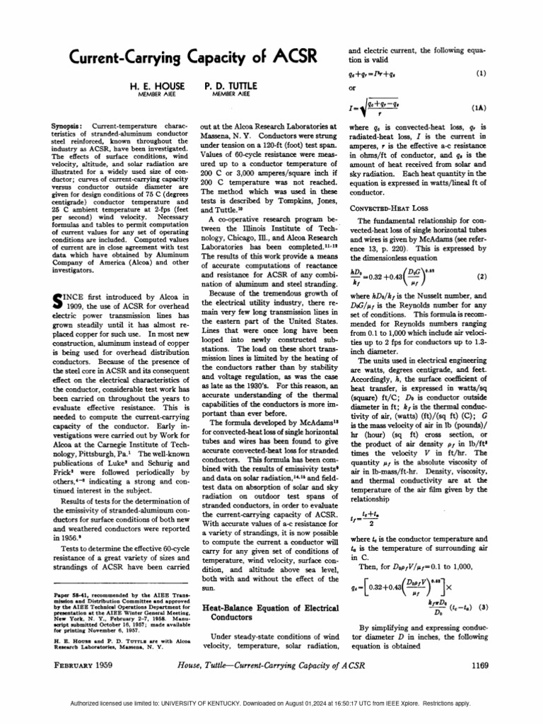 R24 Current-Carrying Capacity of ACSR | PDF | Electrical Resistivity ...