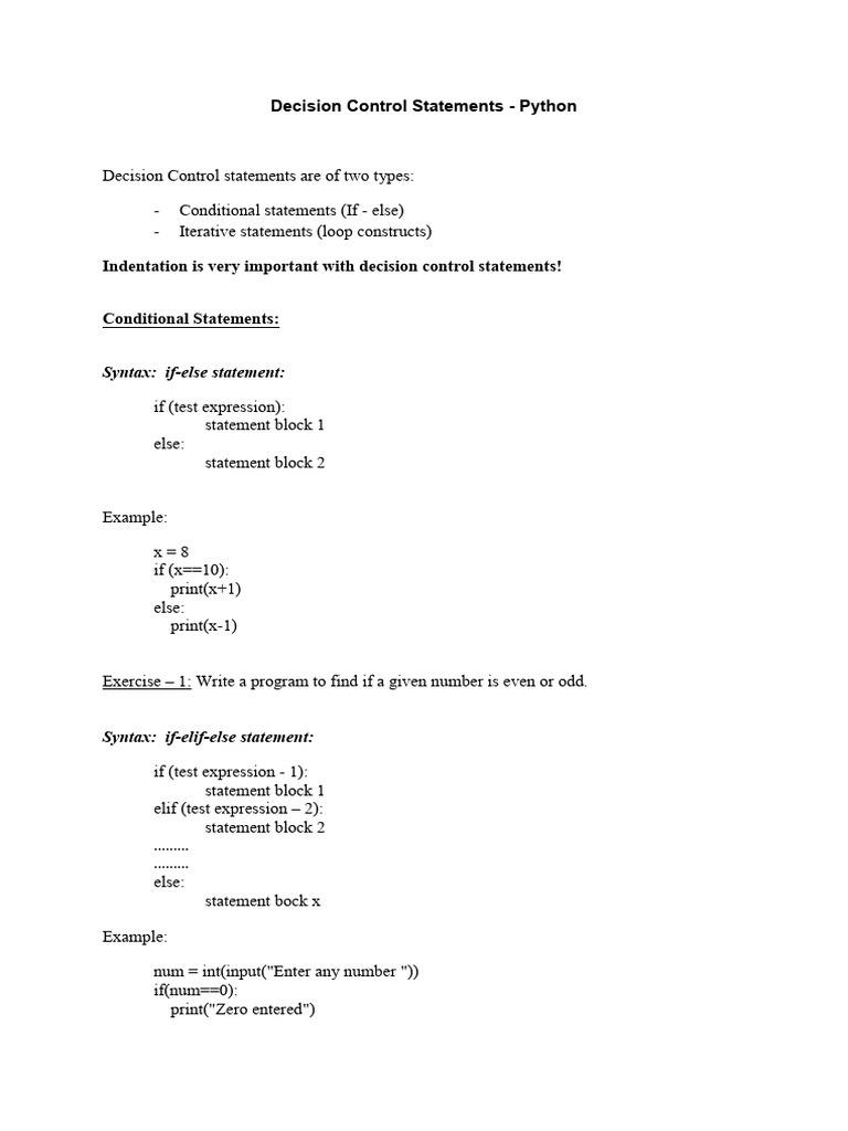 Decision Control Statements - Python | PDF | Python (Programming ... Decision Control Statements - Python | PDF | Python (Programming ...
