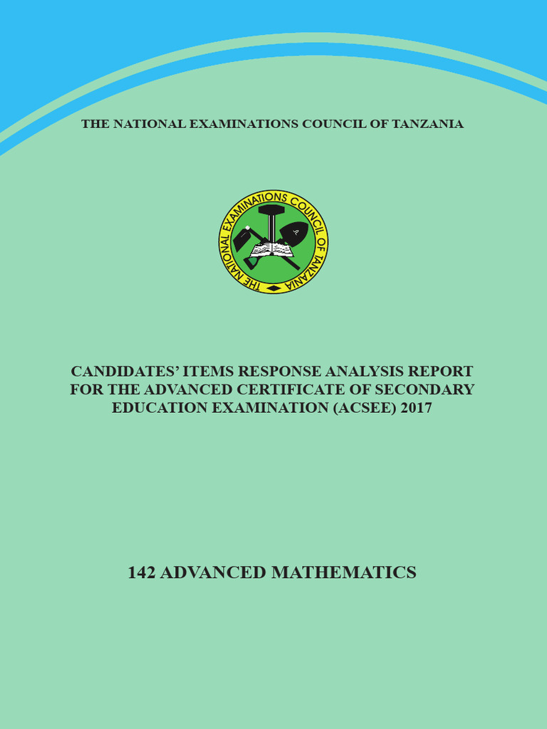 ACSEE 2017 Advanced Mathematics Analysis | PDF | Equations ...