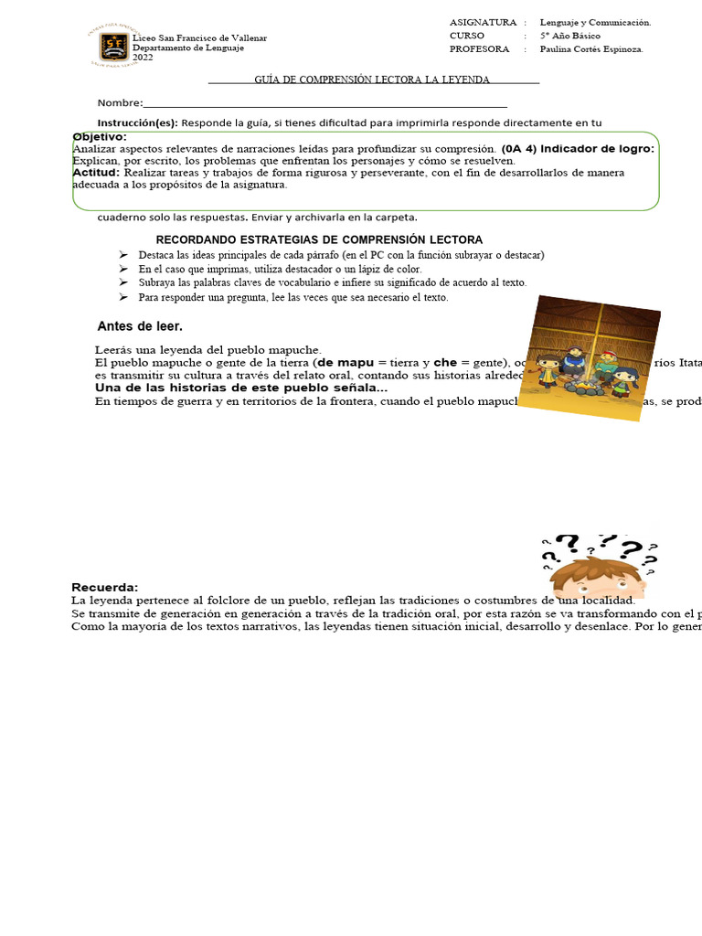 Guía 4 Le Leyenda | PDF | Comprensión lectora